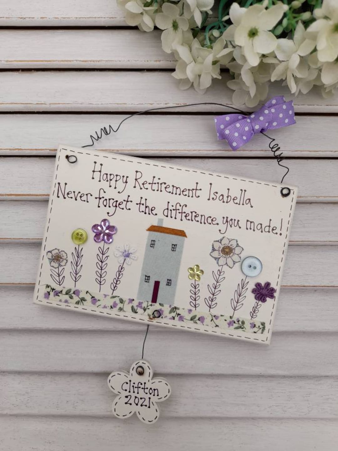 HAPPY RETIREMENT, Personalised Leaving Present Plaque, Handmade Wooden ...