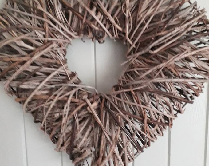 Willow Heart Wreath, Chunky Rustic Wall Hanging, Gift, Keepsake ...