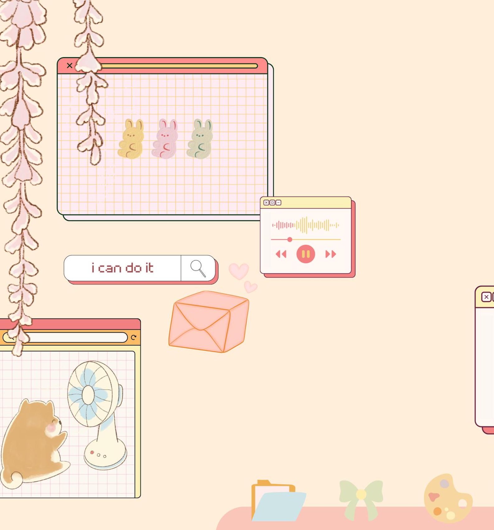 Kawaii Desktop Wallpaper | Cute Animal Aesthetic Background | Pastel ...