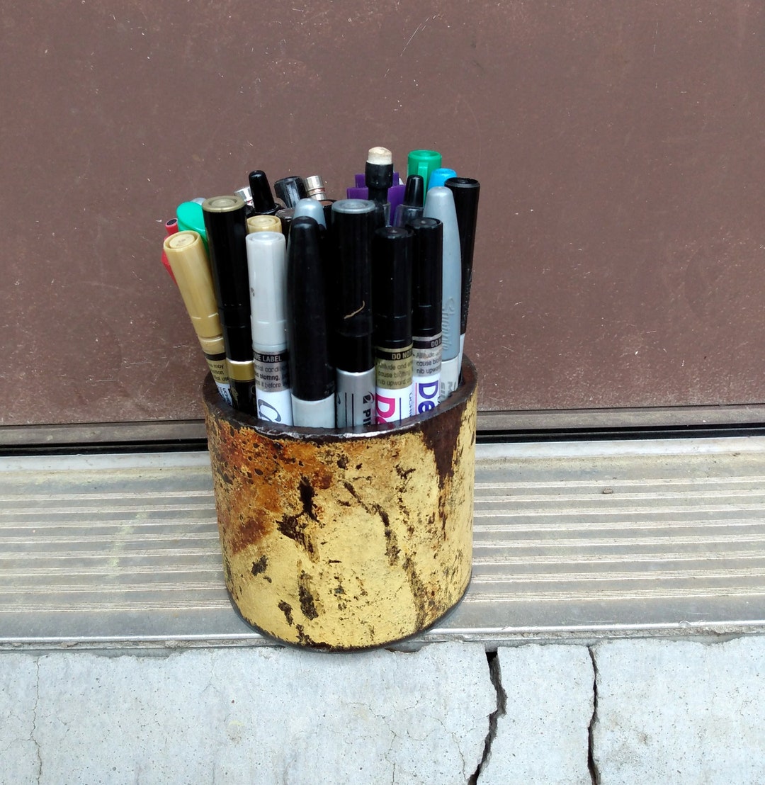 Yellow Pen Cup, Utensil Holder, Pen Cup, Iron Organizer, Brush Holder ...