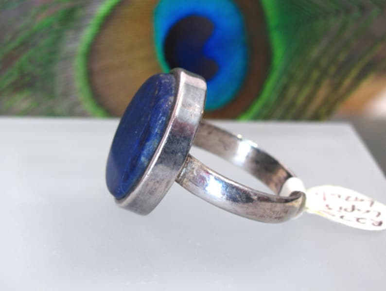 Lapis Lazuli Ring ~ Large Stone Ring ~ Large Oval Sterling Silver ...