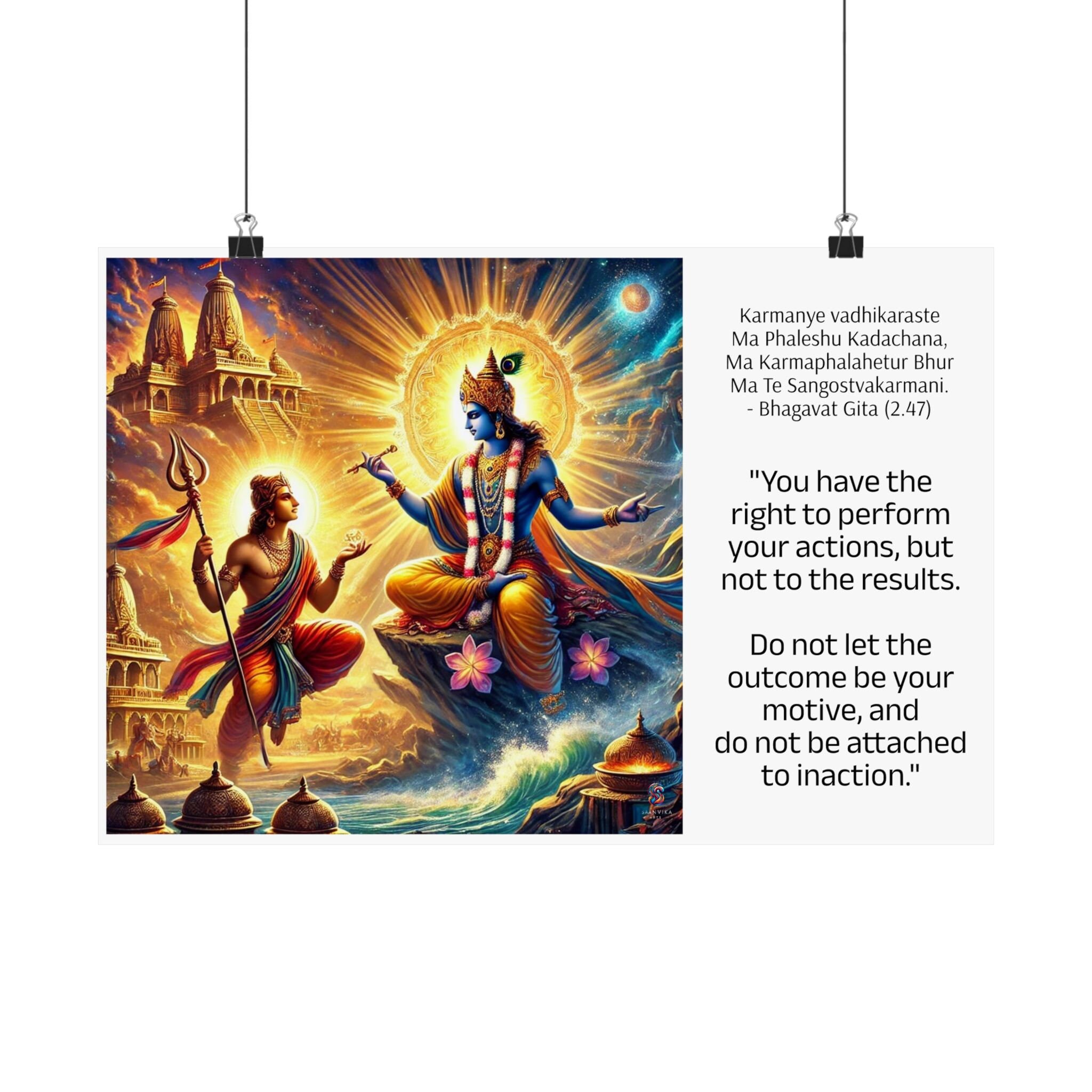 Bhagavad Gita Poster 'you Have the Right to Perform Your Actions, but ...