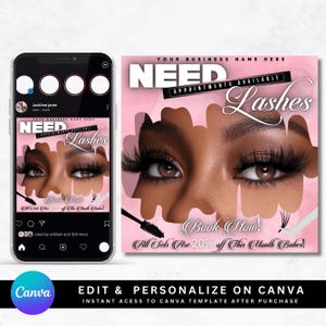 Lash Extension Flyer, Editable Lash Promo Template, Lash Special Flyer ...