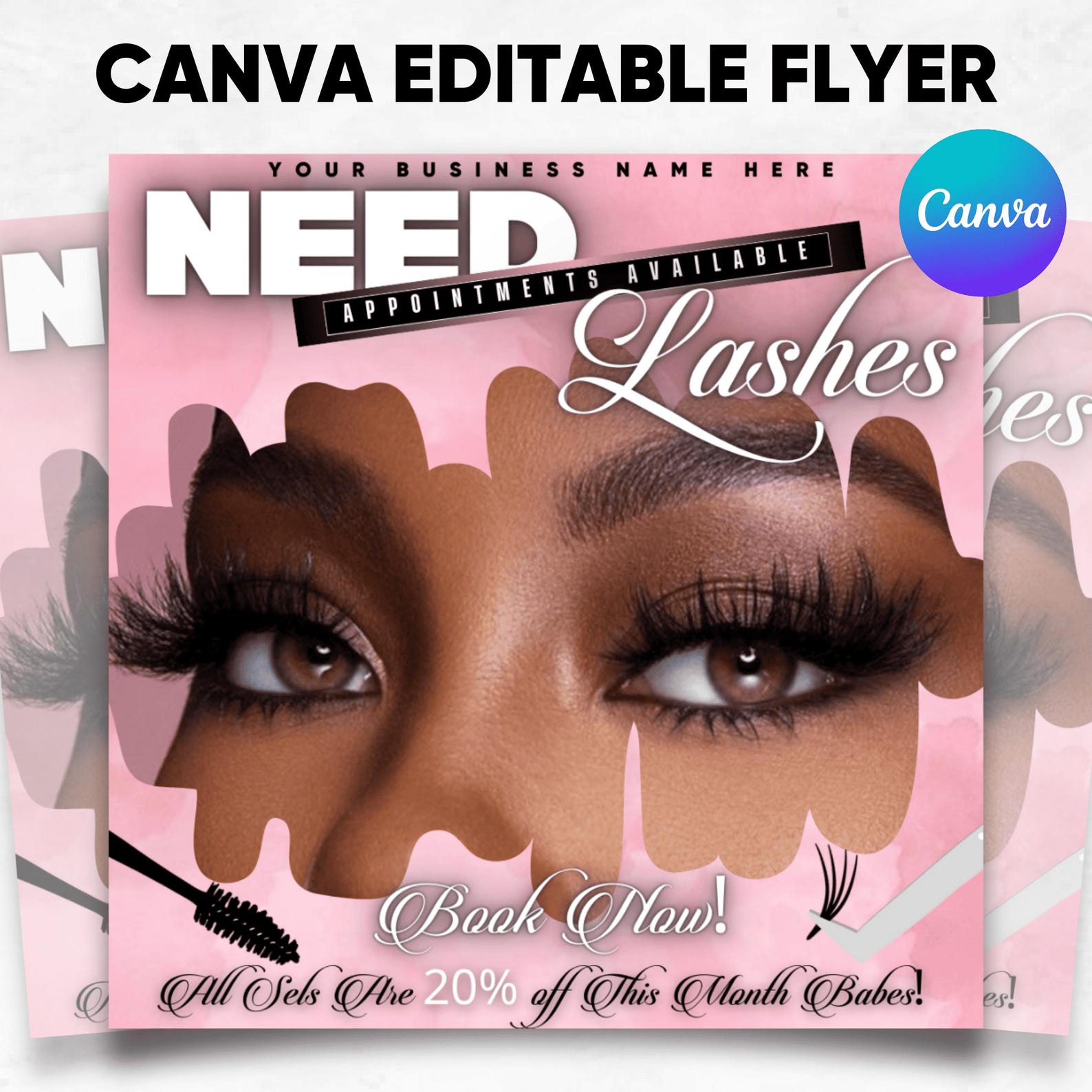 Lash Extension Flyer, Editable Lash Promo Template, Lash Special Flyer ...