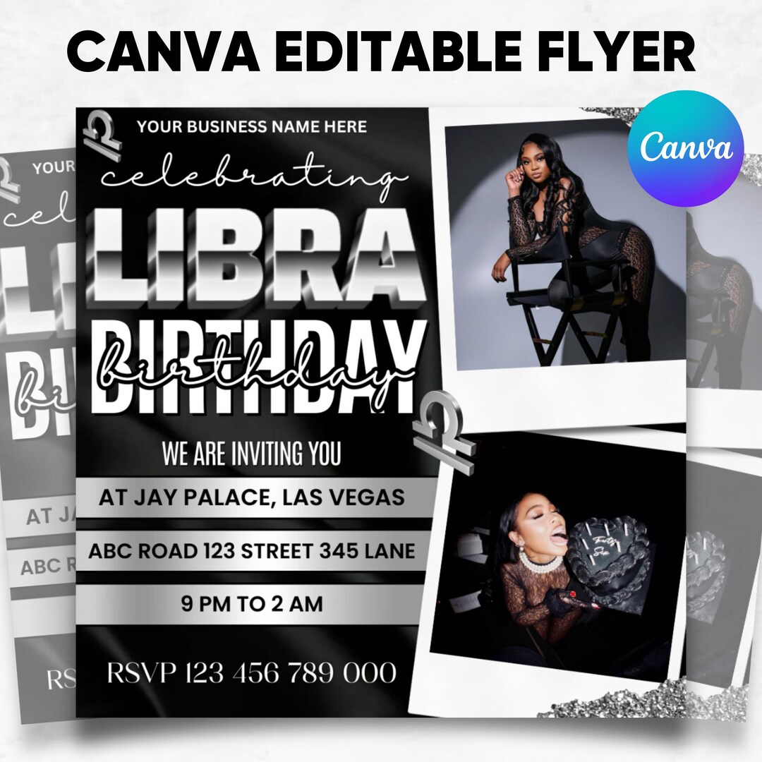Libra Birthday Flyer, Birthday Girl, Happy Birthday Flyer, Libra Season ...
