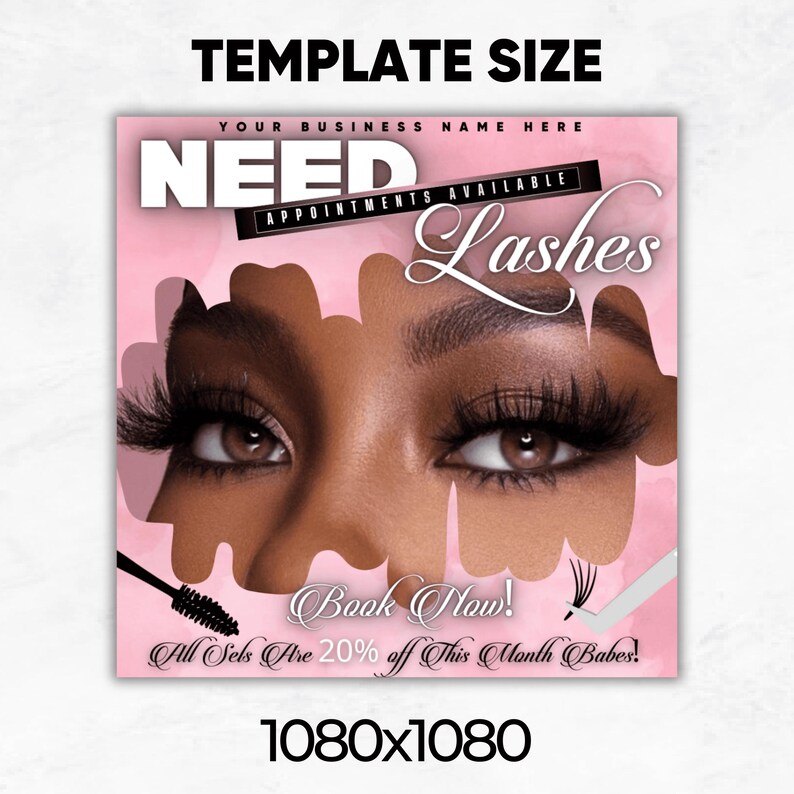 Lash Extension Flyer, Editable Lash Promo Template, Lash Special Flyer ...