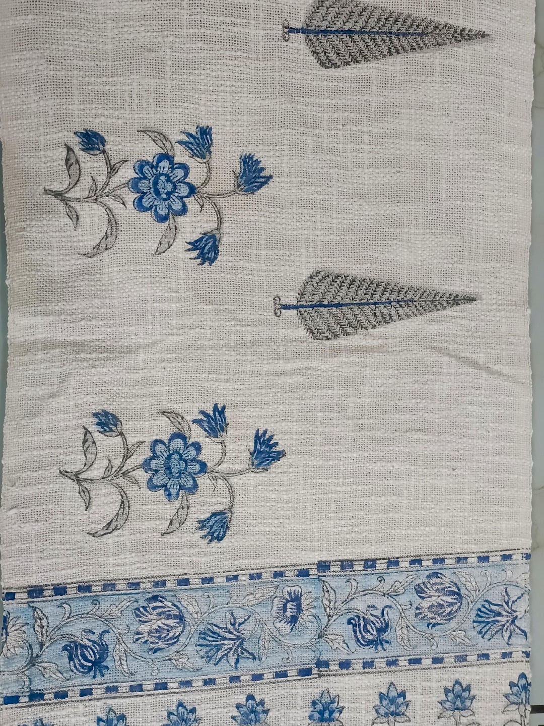Hand Block Printed Jute Table Runner | Floral Table Linen - Etsy