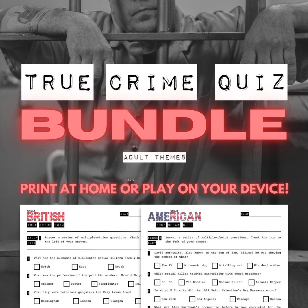 True Crime Quiz Bundle | USA | UK | Printable Quiz | Serial Killer Quiz ...