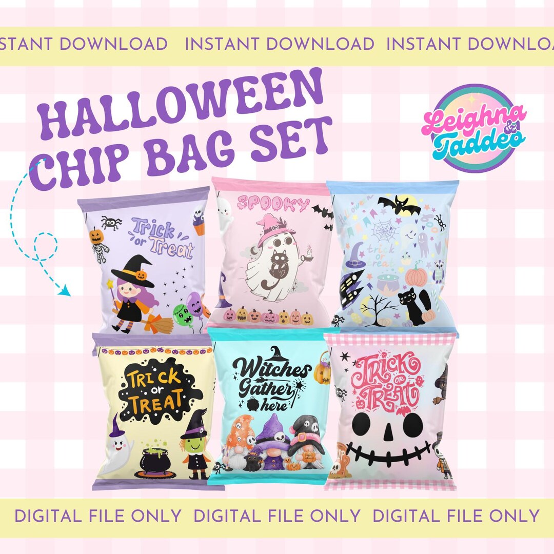 Editable Halloween Chip Bag SET Trick or Treat Chip Bag Label Halloween ...