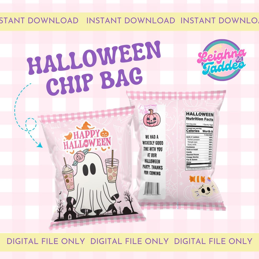 Editable Halloween Chip Bag Trick or Treat Chip Bag Label Halloween ...