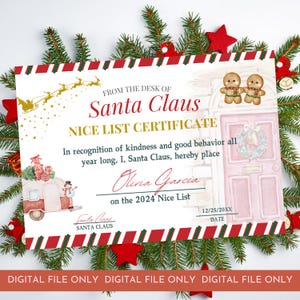 Editable Santa Claus Official Nice List Certificate Letter From Desk ...