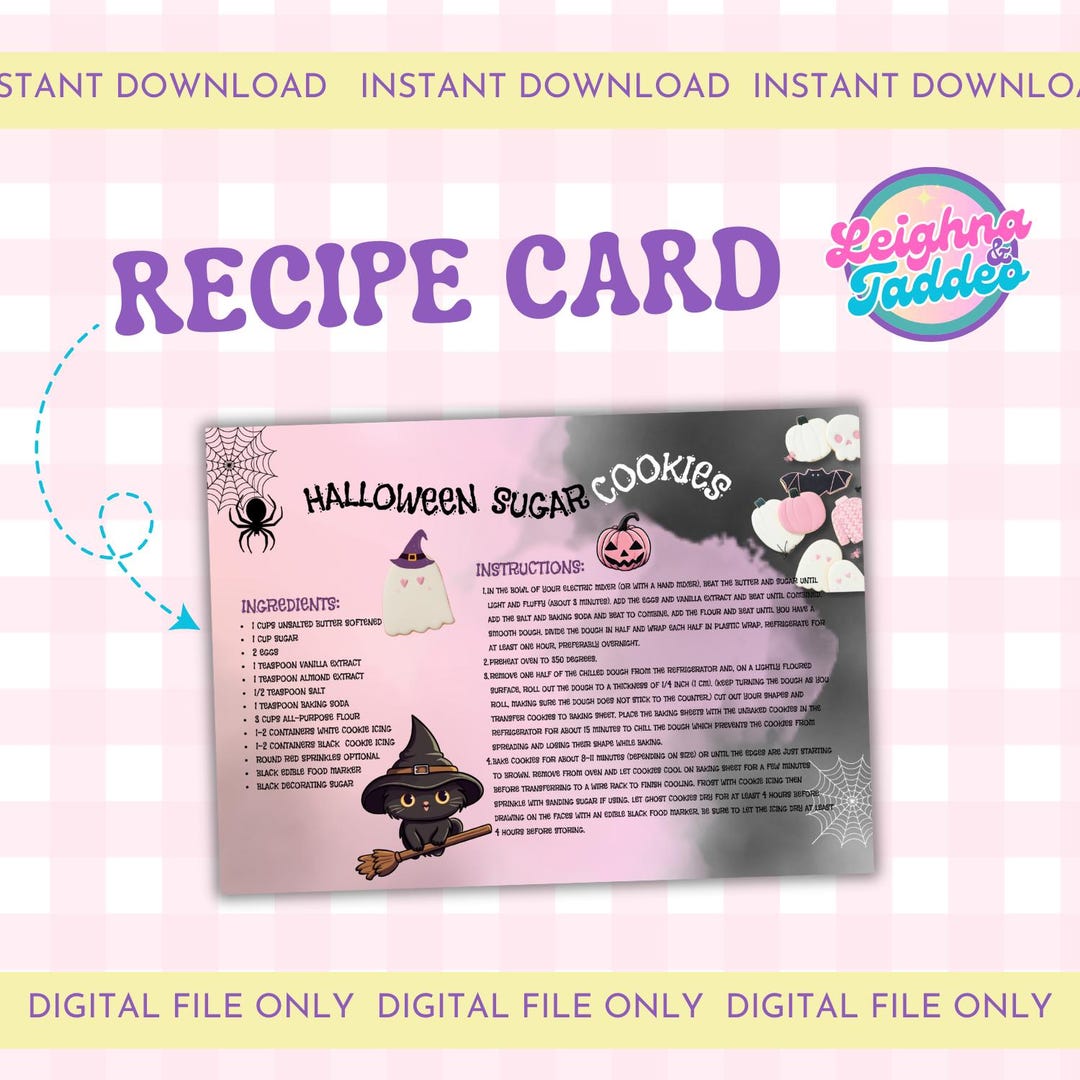 Printable Recipe Card, Halloween Recipe Card, Recipe Book Cards, Scary ...