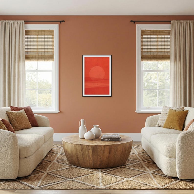 Red Sun Abstract Landscape Art Print - Etsy Australia