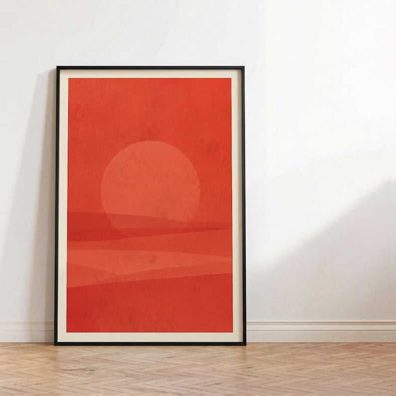 Red Sun Abstract Landscape Art Print - Etsy Australia