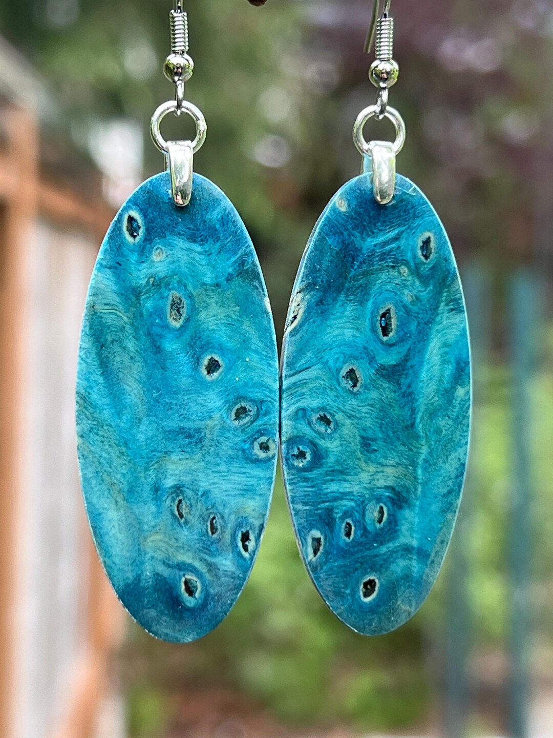 Infused Blue Buckeye Burl Lightweight Earrings - Etsy