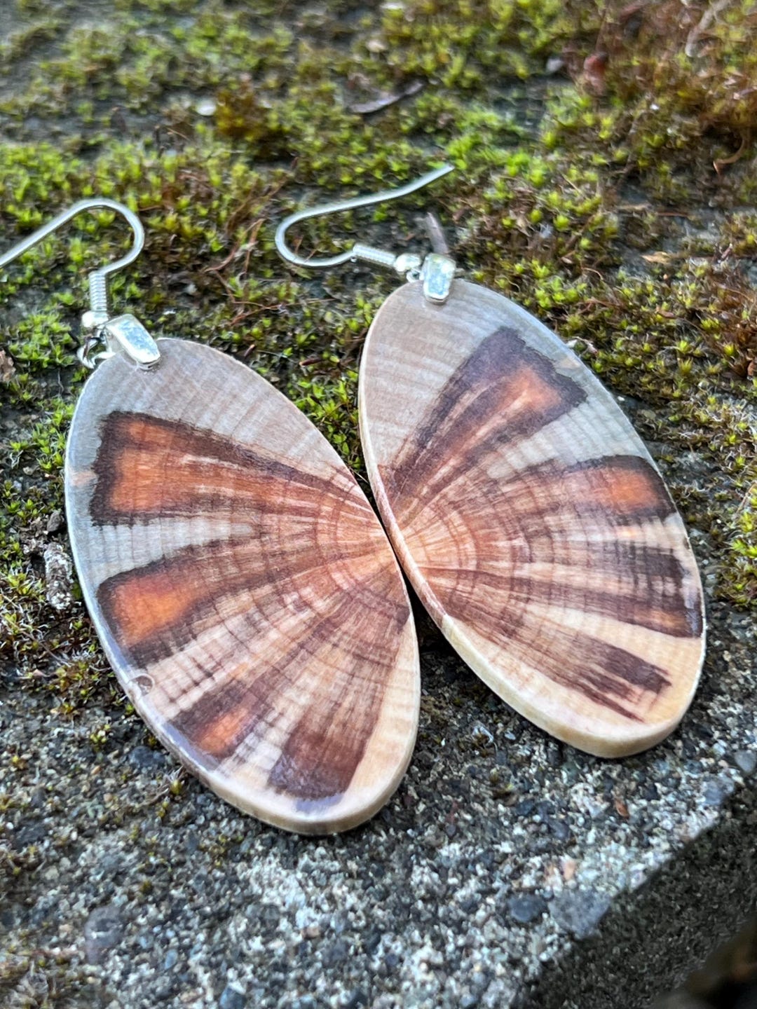 Butterfly Natural Monkey Puzzle Wood Lightweight Amber Earrings - Etsy