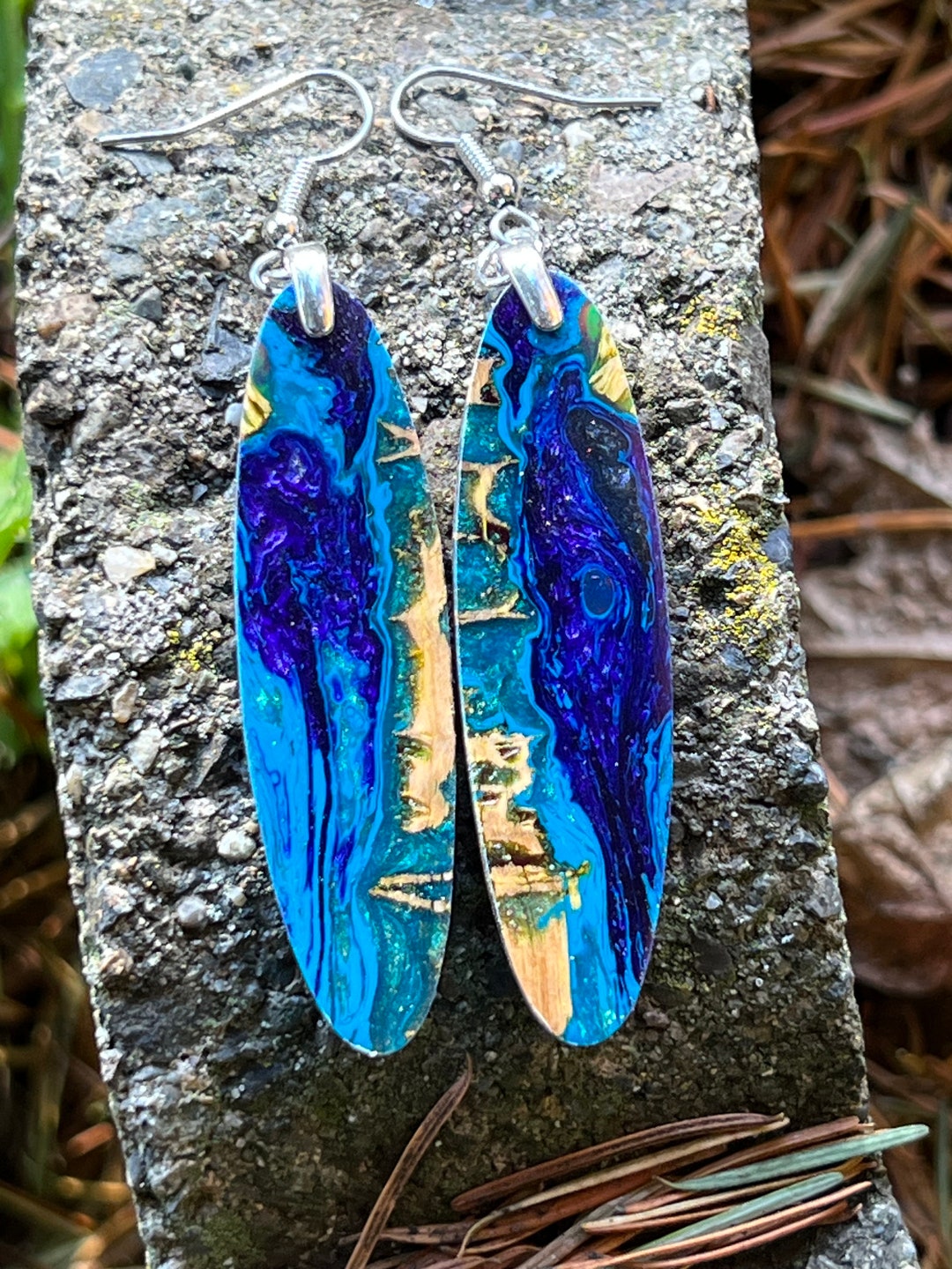 Blue Cactus Skeleton Prickly Pear Resin Infused Slimming Earrings - Etsy