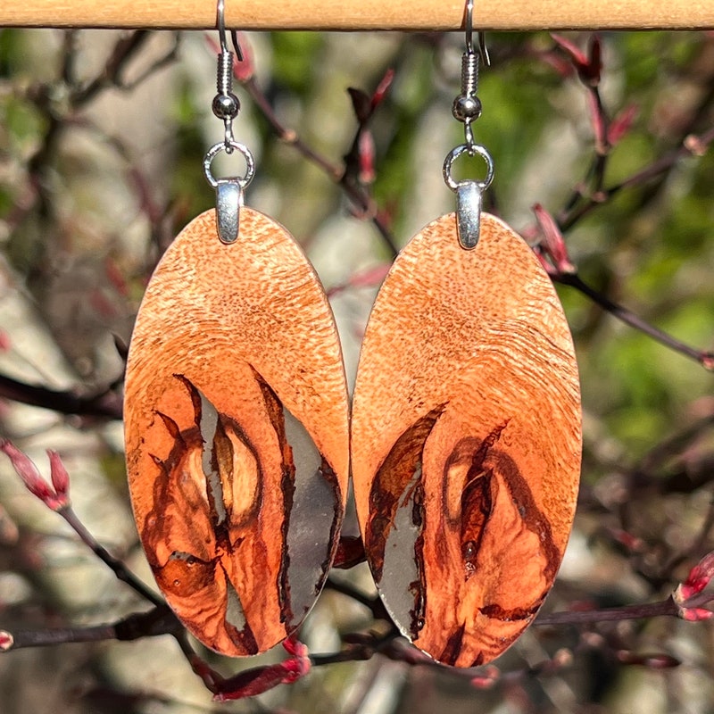 Wood Resin Earrings - Etsy