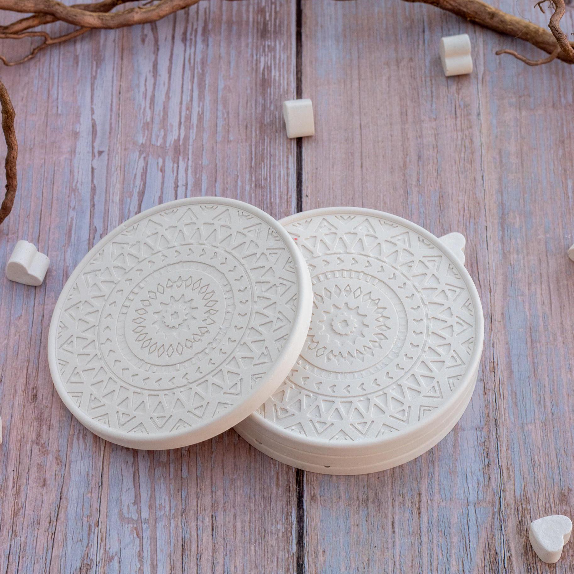 Handcrafted Gypsum Coaster With Mandala Design – Ideal for Aromatherapy ...