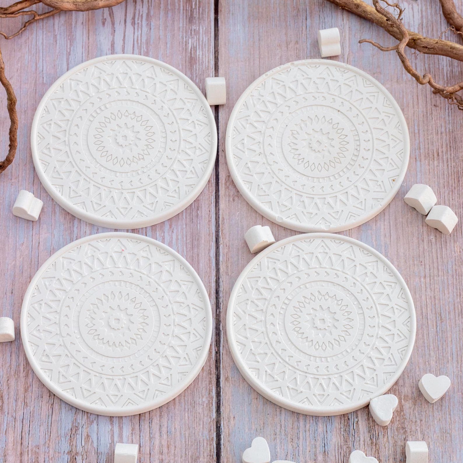 Handcrafted Gypsum Coaster With Mandala Design – Ideal for Aromatherapy ...