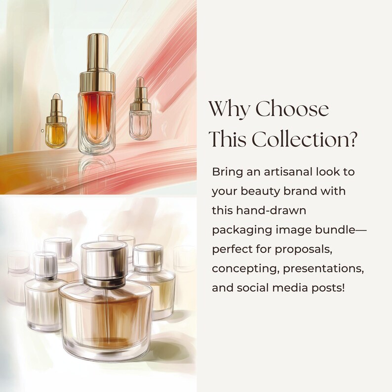 90 Hand-drawn Cosmetic Packaging Stock Image Bundle, Skincare and ...