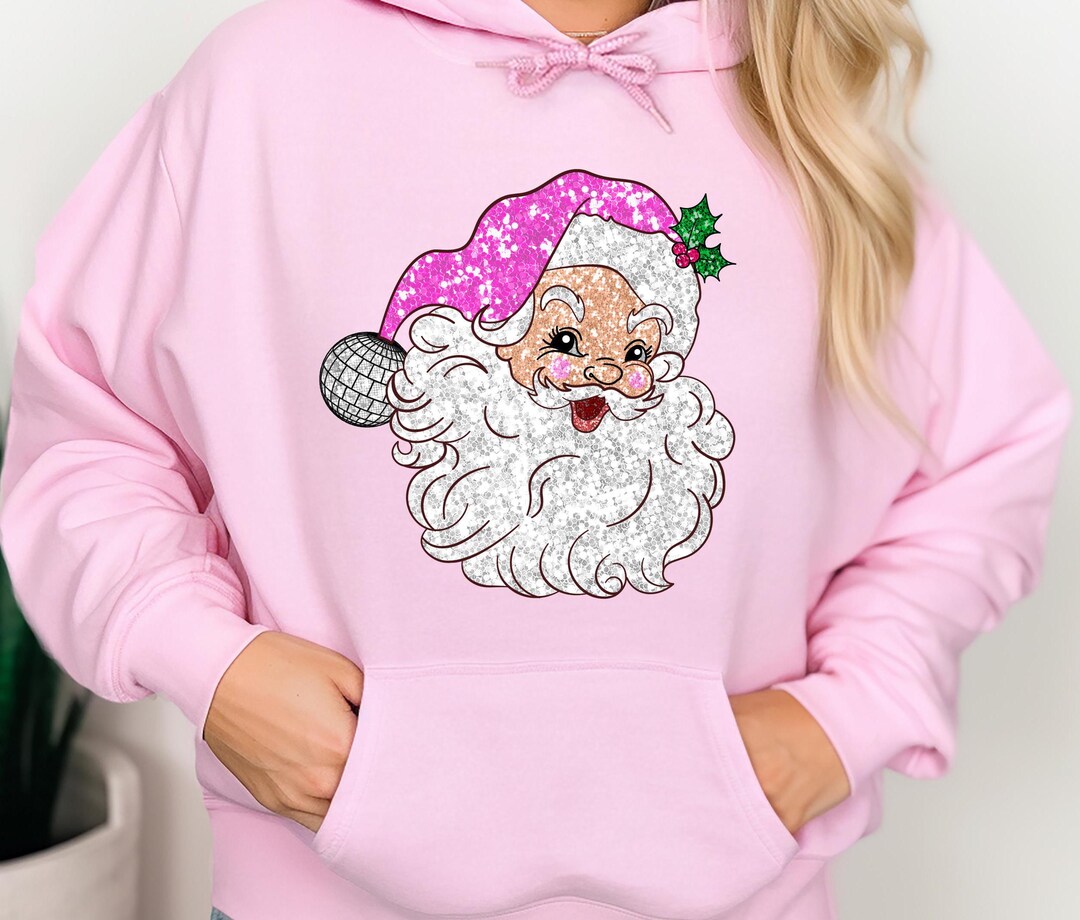 Pink Santa Retro Christmas T-shirts Sweatshirts for Women Pink ...