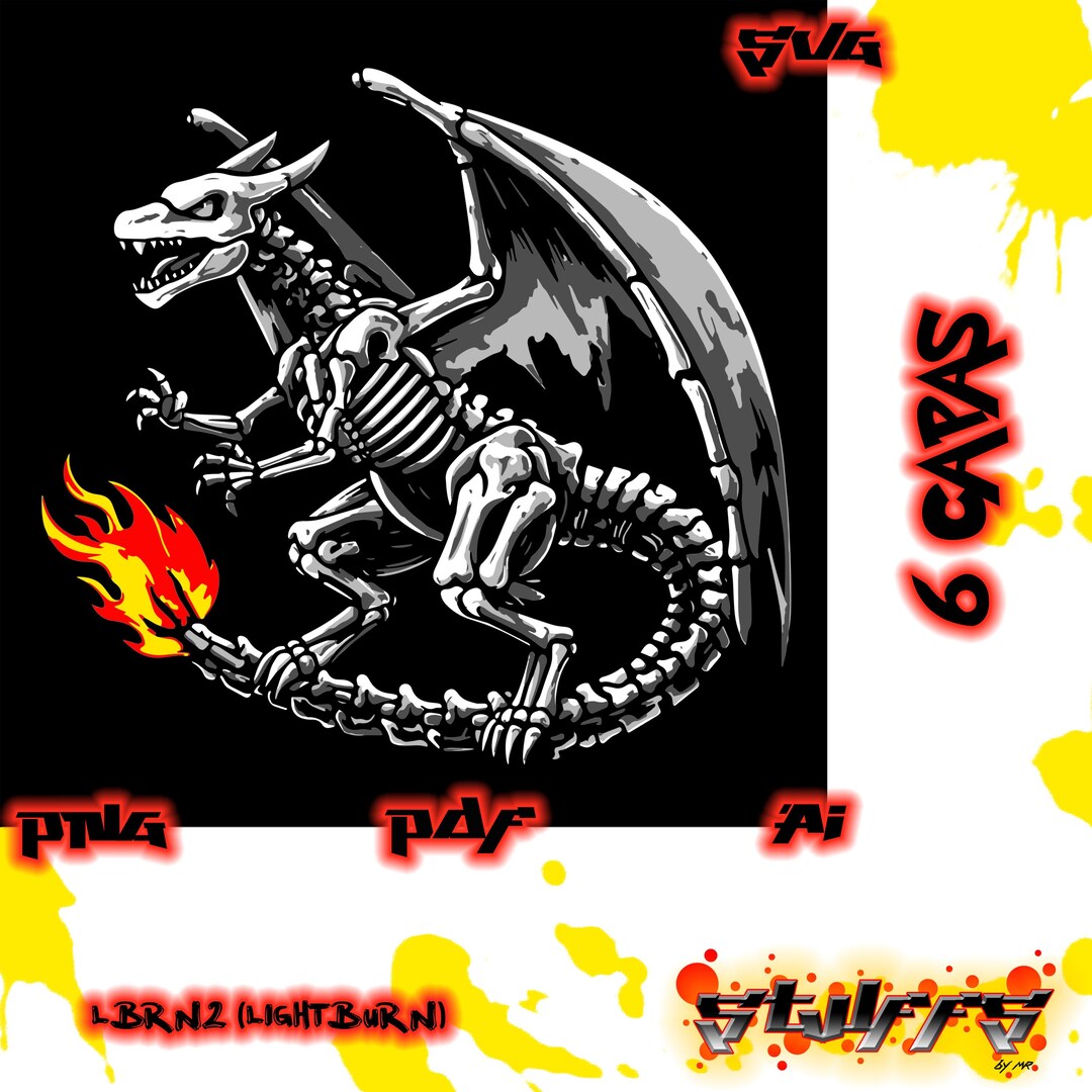 Bone Charizard, Multilayer File, Svg, Pdf, Png, Ai, Lbrn2 - Etsy