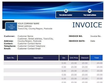 Microsoft Excel Invoice Template - Basic User Friendly - Small Business ...