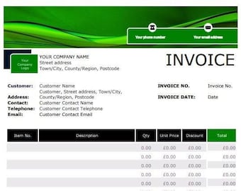 Microsoft Excel Invoice Template - Basic User Friendly - Small Business ...