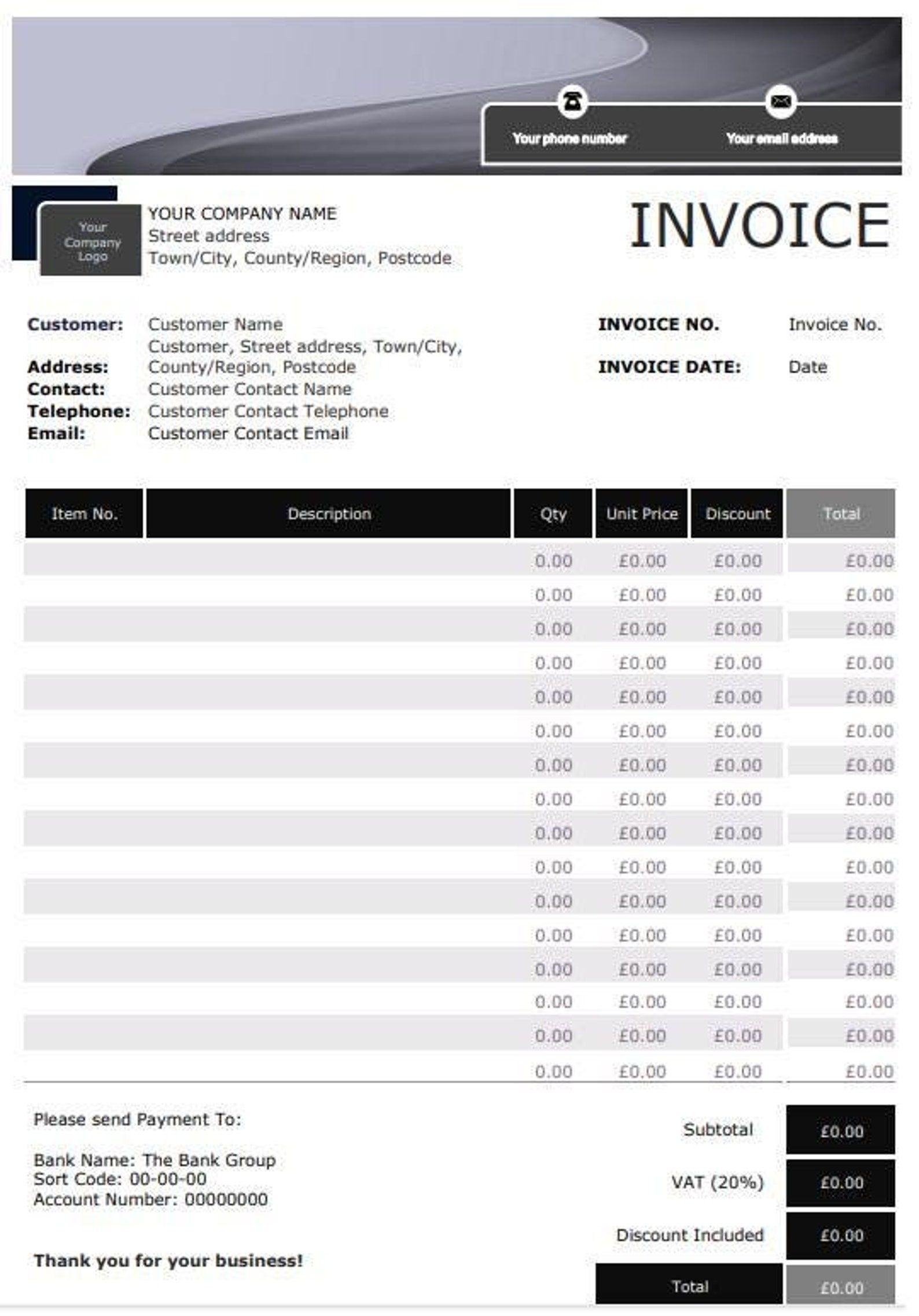 Microsoft Excel Invoice Template - Basic User Friendly - Small Business ...