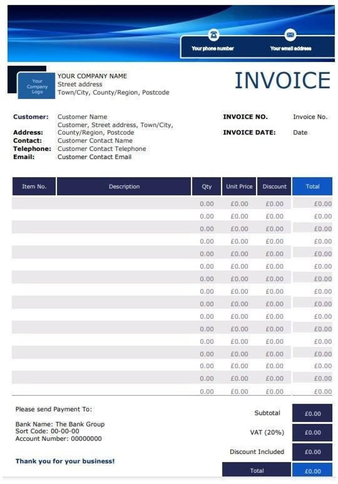 Microsoft Excel Invoice Template - Basic User Friendly - Small Business ...