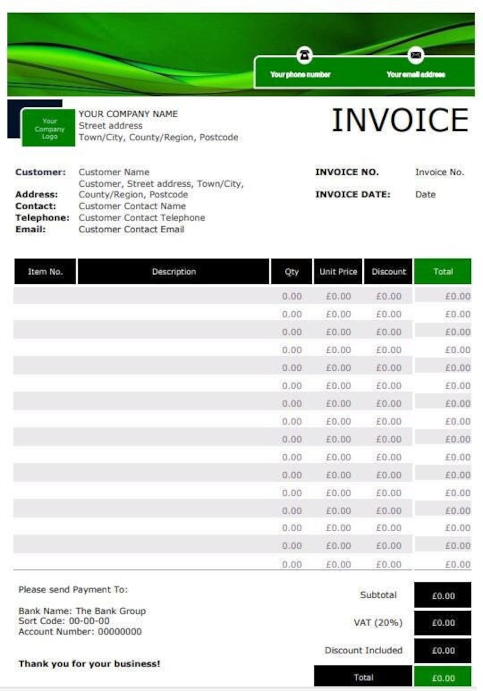 Microsoft Excel Invoice Template - Basic User Friendly - Small Business ...