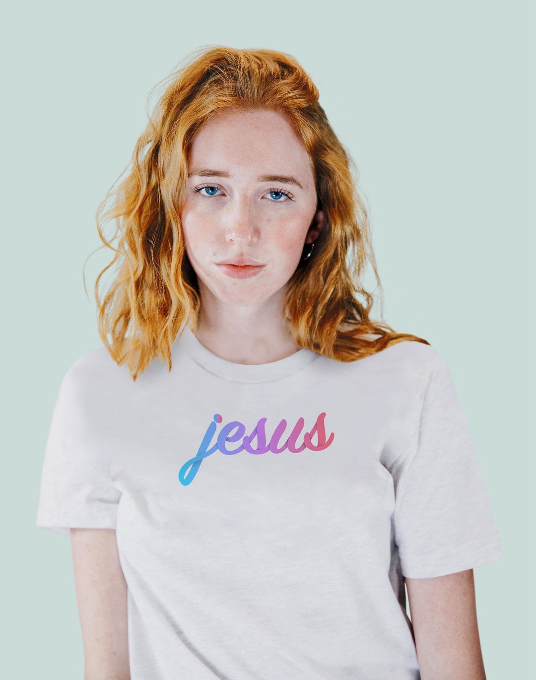 Christian T-shirt: Jesus Cursive Letter, Unisex Cotton Tee - Etsy