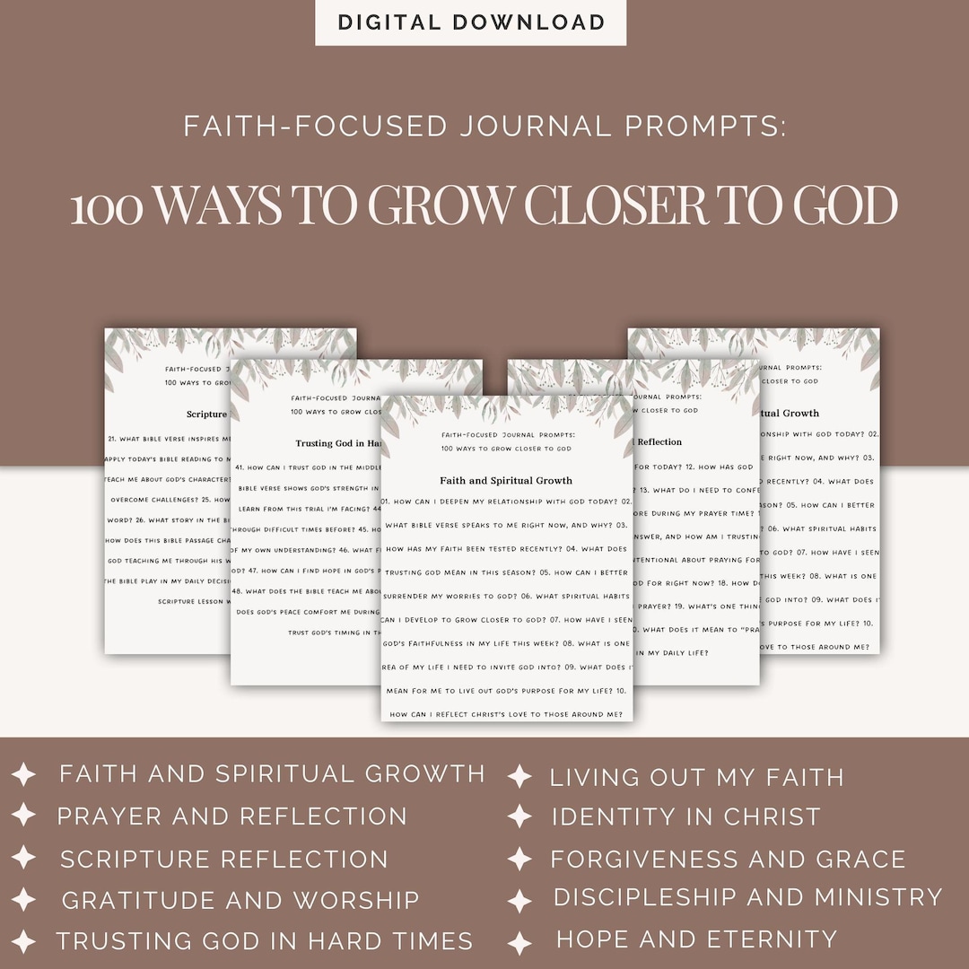 Faith-focused Journal Prompts, 100 Ways to Grow Closer to God ...
