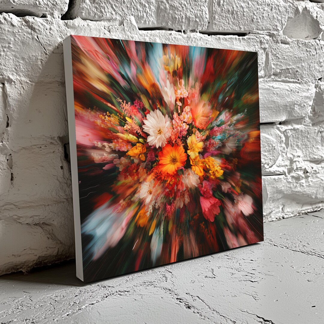 Canvas Surrealism Floral Explosion Wall Art Modern Edgy Plant Canvas ...
