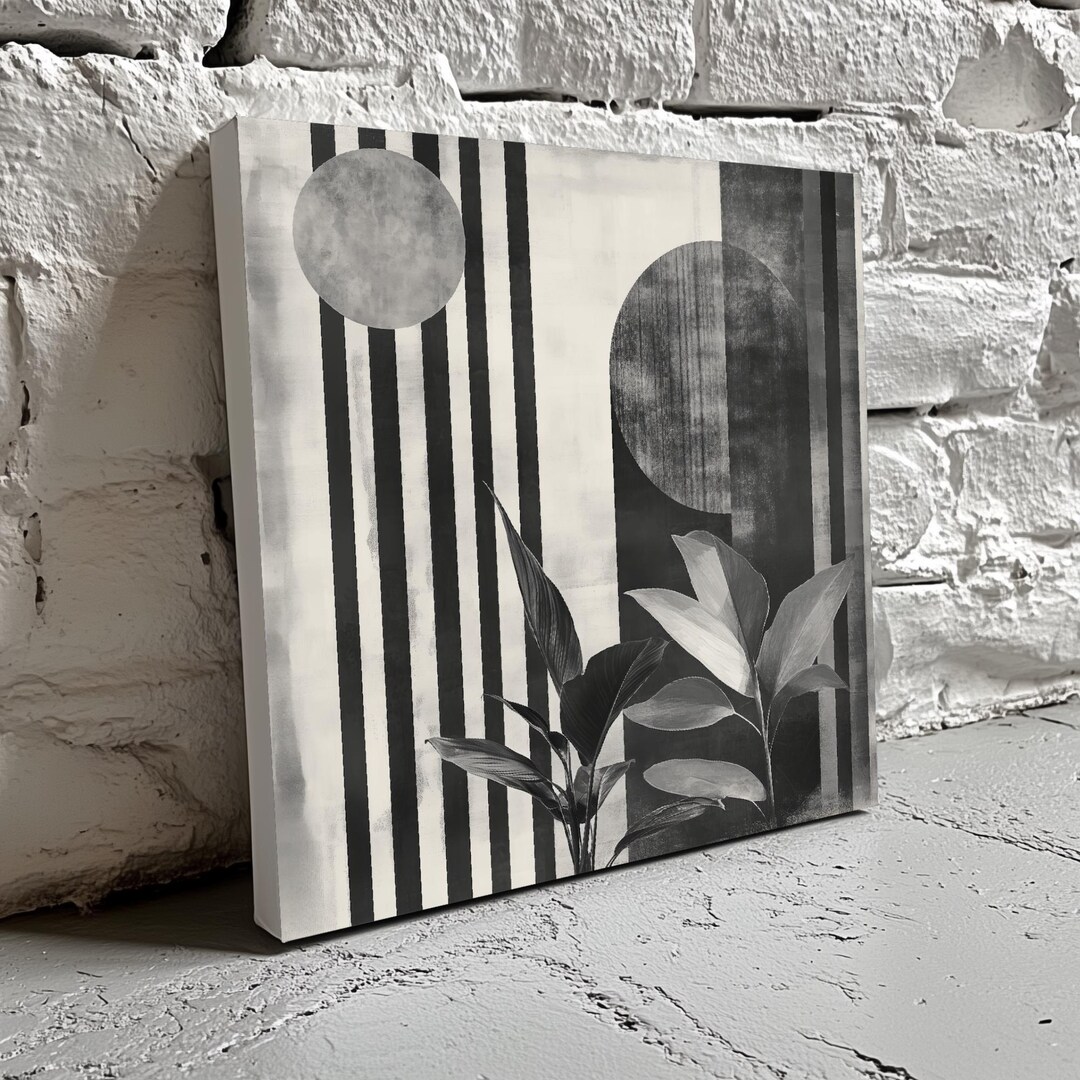 Canvas Monotone Bauhaus Plant Wall Art Modern Plant Canvas, Plant Art ...