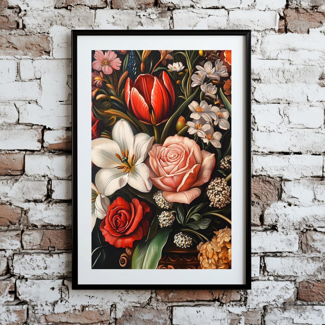 Digital Download Oil Classical Flower Arrangement Wall Art Printable ...