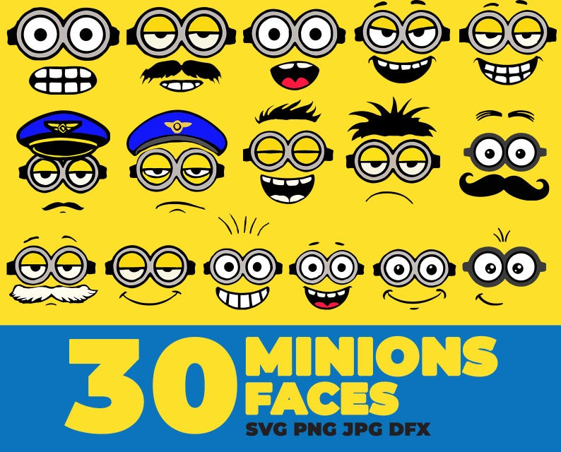 Unique Minion Face Svg Bundle, Minions Face Svg, Minions Face Clipart ...