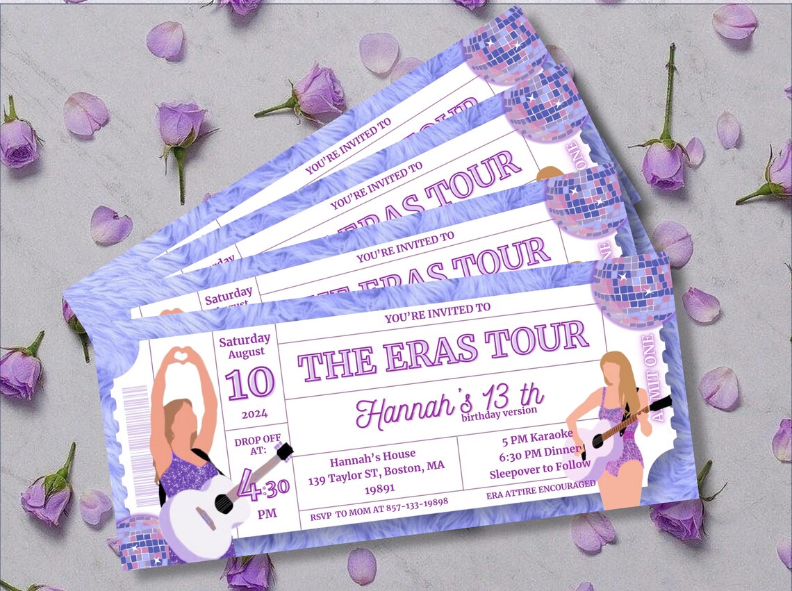 Taylor Eras Tour Ticket Stub, Birthday Invite ,eras Birthday Invitation ...