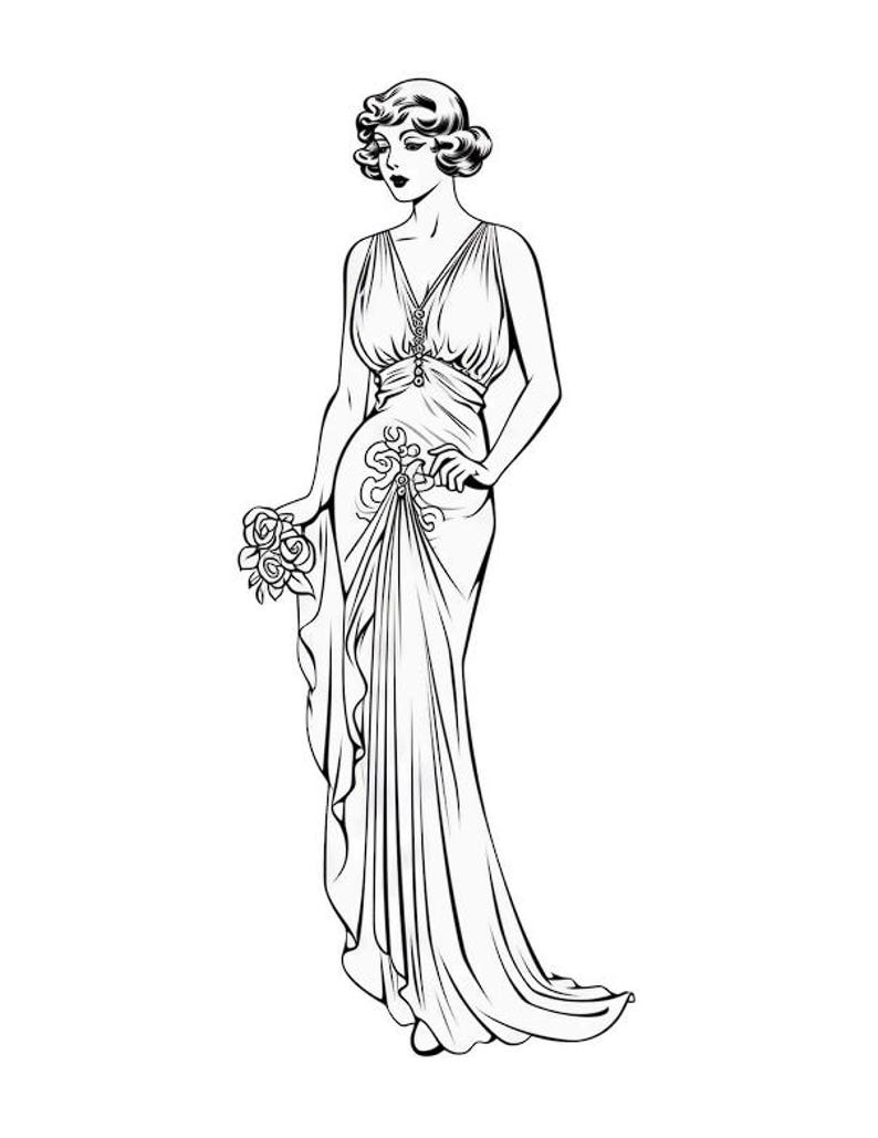 Vintage Fashionista's coloring Pages - Etsy