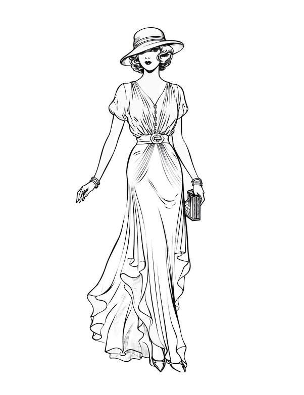 Vintage Fashionista's coloring Pages - Etsy
