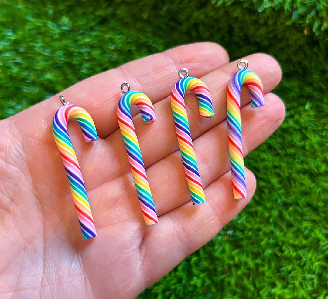 Polymer Clay Christmas Candy Cane Charms DIY Accessories Resin Charms ...