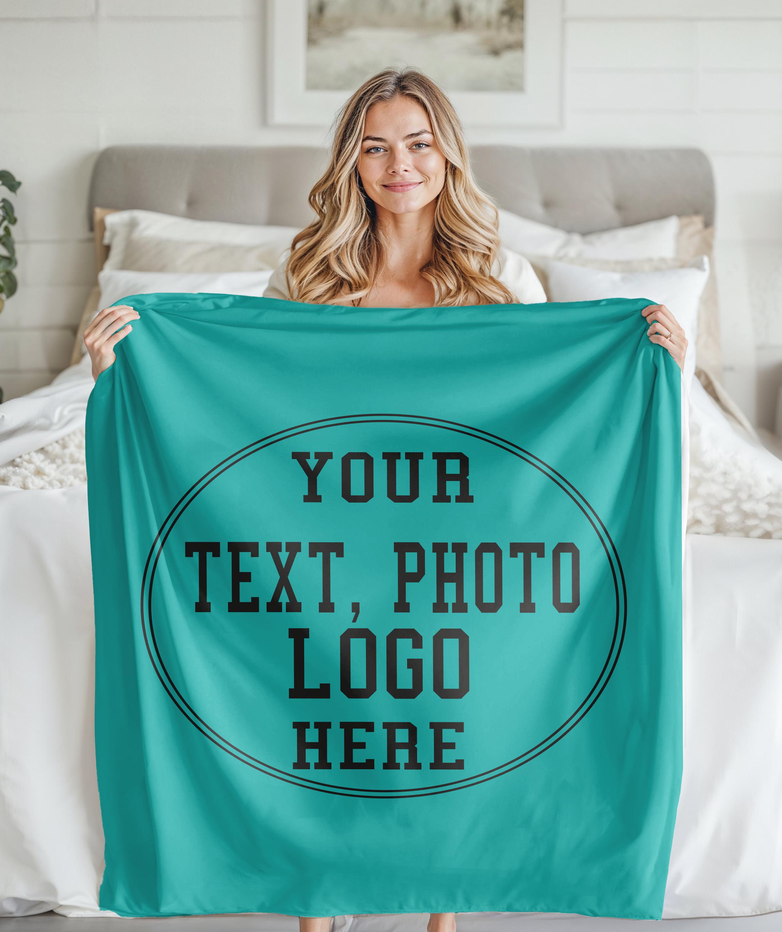 Personalized Logo Text Blanket, Custom Photo Design Throw, Appreciation ...