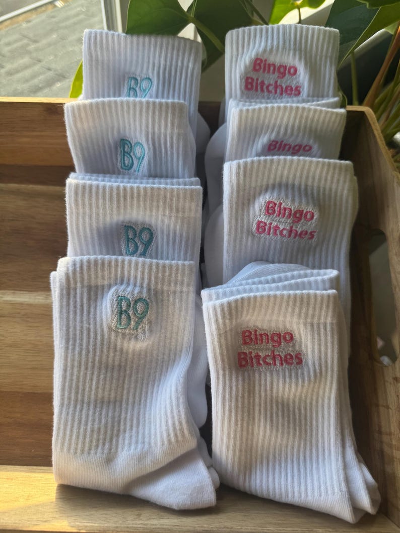 B9 Bingo Embroidered Socks | Funny Bingo Crew Socks- BINGO Lover Gift ...