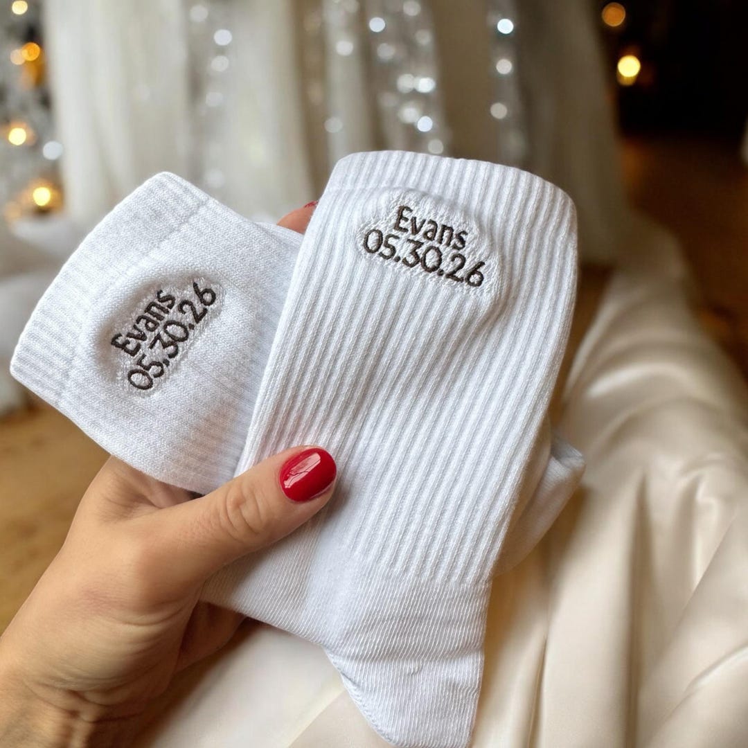 Custom Monogram Crew Socks – Personalized Socks, Embroidered Gift for ...