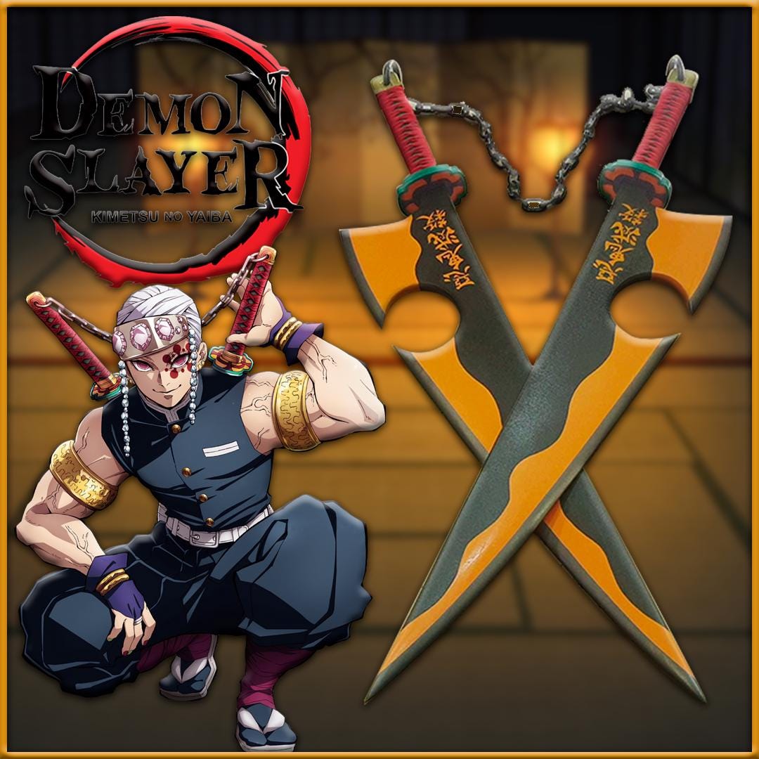 Kimetsu No Yaiba: UZUI TENGEN SWORDS in Real Size and 100% Handmade ...