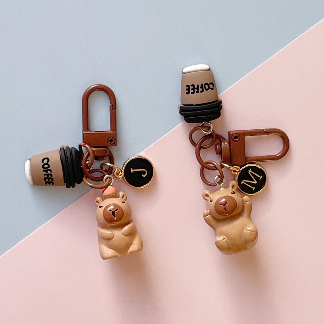 Capybara Keychain, Couple Keychain, Initial Charm - Etsy Australia