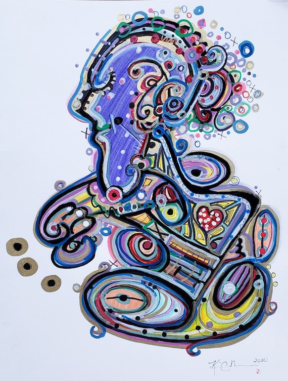 Relax Abstract Art Therapy Original Drawing by Kim Dean | Etsy