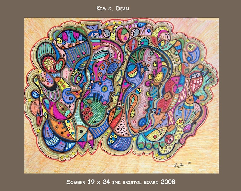 SOMBER - Modern Abstract Drawing - Art by Kim Dean - Etsy