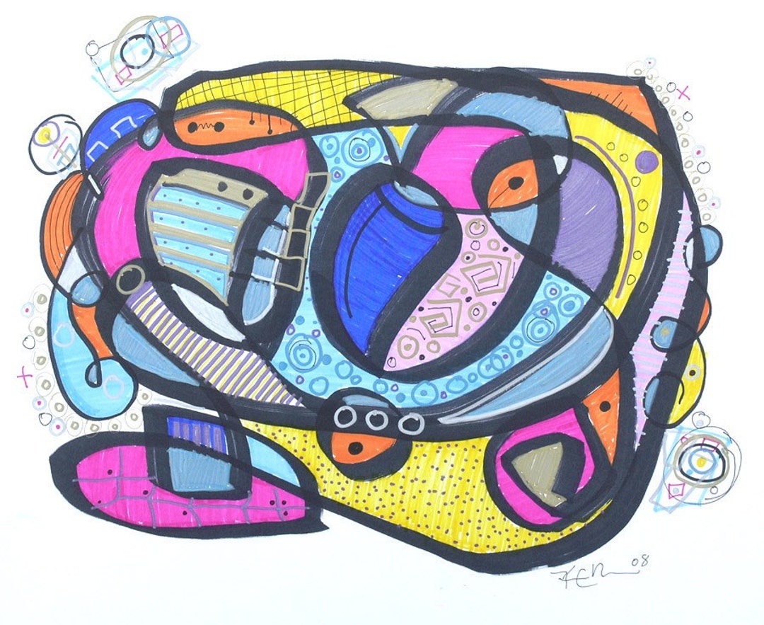 STERN - Modern Abstract Art - Drawing by Kim Dean - 14 X 17 - Etsy